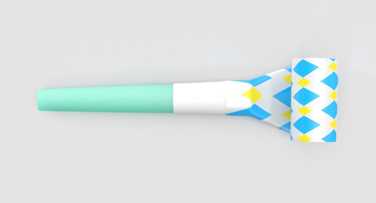 Party Horn Blue Curled 3d model | Best Of 3d Models